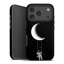 DeinDesign iPhone 17 Pro Handy Panzer Handyh&uuml;lle robuste Outdoor H&uuml;lle Schutzh&uuml;lle matt Astronaut Moon Black & White Tough Case