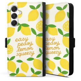 DeinDesign Galaxy A16 5G Handy Klapph&uuml;lle Handyh&uuml;lle aus Kunst Leder schwarz Flip Case Spruch Statement Lemon Sideflip mit Lasche