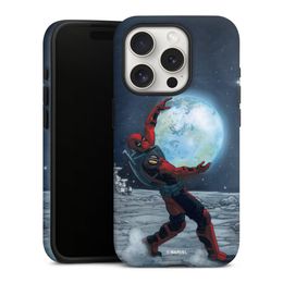 DeinDesign iPhone 15 Pro Handy Panzer Handyh&uuml;lle robuste Outdoor H&uuml;lle Schutzh&uuml;lle matt Moon Marvel Deadpool Tough Case