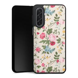 DeinDesign Galaxy A17 5G Handy Premium Silikon H&uuml;lle Handyh&uuml;lle schwarz Case Vintage Ornament Flowers Silikon Premium Case