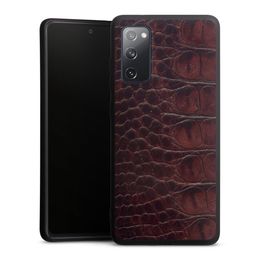 DeinDesign Galaxy S20 FE 5G Handy Premium Silikon H&uuml;lle Handyh&uuml;lle schwarz Case Animal Print Crocodile Leather Silikon Premium Case
