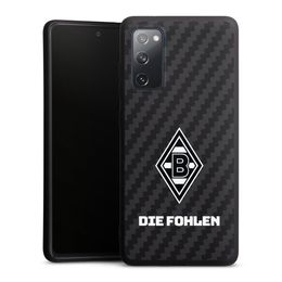 DeinDesign Galaxy S20 FE 5G Handy Premium Silikon H&uuml;lle Handyh&uuml;lle schwarz Case Carbon Borussia M&ouml;nchengladbach Gladbach Silikon Premium Case