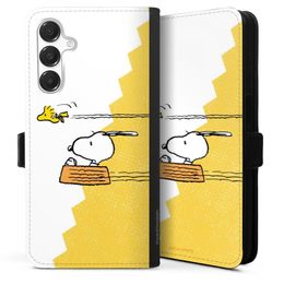 DeinDesign Galaxy A16 5G Handy Klapph&uuml;lle Handyh&uuml;lle aus Kunst Leder schwarz Flip Case Snoopy Peanuts Children Sideflip mit Lasche