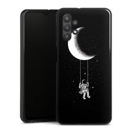 DeinDesign Galaxy A32 5G Handy Silikon H&uuml;lle Case schwarz Handyh&uuml;lle Astronaut Moon Black & White