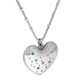 Kette mit Anh&auml;nger Firetti "Schmuck Geschenk Silber 925 Halsschmuck Halskette Venezianer Herz", bunt (silberfarben, flieder, gr&uuml;n, blau, gelb, pink), Halsketten, Damen, Silber 925 (Sterlingsilber), L: 45 B: 1,3mm, mit Zirkonia (synth.), B:1,3mm