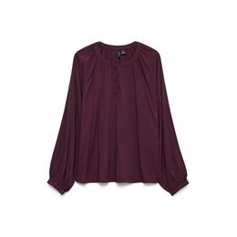 V&eacute;ro Moda Langarmbluse VERO MODA "VMBELLA LS PLACKET TOP WVN GA NOOS", Damen, Gr. L, rot (winetasting), Web, Obermaterial: 97% Viskose, 3% Elasthan, unifarben, normal, Rundhals, Blusen