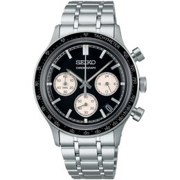 Chronograph Seiko, silberfarben, schwarz, Armbanduhren, Herren, Chronograph, Quarzuhr, Armbanduhr, Herrenuhr, Edelstahlarmband, analog, Tag