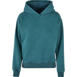 Kapuzenpullover Urban Classics "Urban Classics Damen Ladies Stone Washed Hoody", Damen, Gr. 5XL, watergr&uuml;n, 70% Baumwolle, 30% Polyester, unifarben, normal, ohne Ausschnitt, Pullover Kapuzenpullover