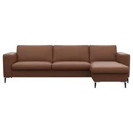 Ecksofa FLEXLUX "Fiore, superbequemer Sitzkomfort durch Kaltschaum im Sitz, L-Form", braun (old chesnut), B:262cm H:85cm T:92cm, 100% Echteder, Sofas, Ecksofa, breite Armlehnen, F&uuml;&szlig;e Alu+schwarz