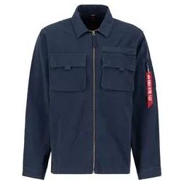 Hemdjacke Alpha Industries "Twill Overshirt", Herren, Gr. S, blau (ultra navy), Obermaterial: 100% Baumwolle, Jacken