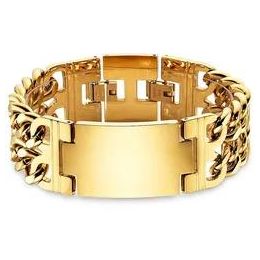 Edelstahlarmband Bruno Banani "Schmuck Geschenk breites Armband mit Platte", gelbgoldfarben, Armb&auml;nder, Herren, 21cm, Edelstahl, Edelstahlarmband