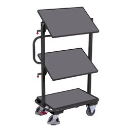 VARIOFIT Beistellwagen 3 Holzb&ouml;den neigbar RAL 7016 (sw-400.803/AG)