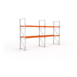 META Palettenregal Grundmodul Multipal 3300 x 5655 x 1100 mm bis 800 Kg + Palette verzinkt / rotorange 3 Ebenen (185311)