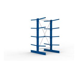 META Kragarmregal Grundregal IPE120 doppelseitig 2000 x 1000 x 1200 mm Enzianblau + 8 Kragarmen je St&auml;nder (75024)