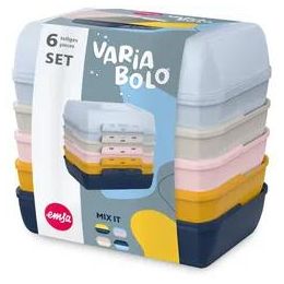 Lunchbox Emsa "Variabolo", farbmix, B:11cm H:14cm L:16cm, Polyprophylen (PP), Lebensmittelaufbewahrungsbeh&auml;lter, Lunchbox, platzsparend, verschiedene Farbkombinationen, sp&uuml;lmaschinenfest