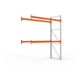 META Palettenregal Anbaumodul Multipal 3300 x 2785 x 1100 mm bis 800 Kg + Palette verzinkt / rotorange 3 Ebenen (185312)