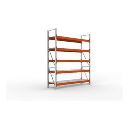 META Gro&szlig;fachregal MULTIPAL S 3300x2700x800 mm, Grundregal mit Stahlpaneelen, verzinkt / rotorange (20077535)