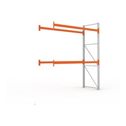META Palettenregal Anbaumodul Multipal 3300 x 2785 x 1100 mm bis 500 Kg + Palette verzinkt / rotorange 3 Ebenen (185296)