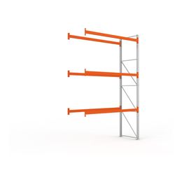 META Palettenregal Anbaumodul Multipal 4400 x 2785 x 1100 mm bis 800 Kg + Palette verzinkt / rotorange 4 Ebenen (200185318)