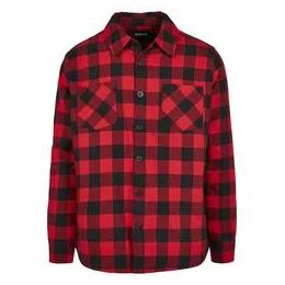 Langarmhemd Urban Classics "Urban Classics Herren Padded Check Flannel Shirt", Herren, Gr. L, US-Gr&ouml;&szlig;en, schwarz, rot, 100% Baumwolle, normal, Hemden