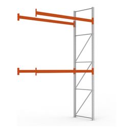META Palettenregal Anbaumodul Multipal 4400 x 2785 x 1100 mm bis 800 Kg + Palette verzinkt / rotorange 3 Ebenen (200185314)
