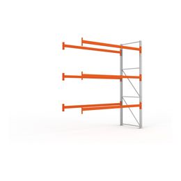 META Palettenregal Anbaumodul Multipal 3300 x 2785 x 1100 mm bis 500 Kg + Palette verzinkt / rotorange 4 Ebenen (185302)