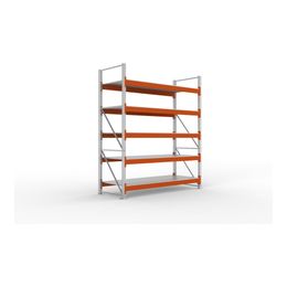 META Gro&szlig;fachregal MULTIPAL S 3300x2700x1100 mm, Grundregal mit Stahlpaneelen, verzinkt / rotorange (20077538)