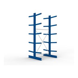 META Kragarmregal Grundregal IPE140 doppelseitig 3000 x 1300 x 1200 mm Enzianblau 10 Kragarmen je St&auml;nder (4026212120578)