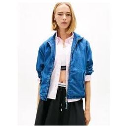 Tommy Hilfiger Jeansjacke TOMMY JEANS "TJW CHAMBRAY JACKET EXT", Damen, Gr. S (36), denim medium, Denim/Jeans, Obermaterial: 100% Baumwolle, unifarben, regular fit h&uuml;ftbedeckend, elastischer Bund, Jacken Jeansjacke, mit Stehkragen, Regular Fit