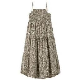 Tr&auml;gerkleid name it "NKFVINAYA STRAP MAXI DRESS", M&auml;dchen, Gr. 134, N-Gr, turtledove aop:leopard, Web, Obermaterial: 98% Polyester, 2% Elasthan, bedruckt, normal normal, eckiger Ausschnitt, Kleider Tr&auml;gerkleid, Materialmix, regular fit