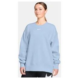 T-Shirt Nike SPORTSWEAR "W NSW PHNX FLC OS LONG CREW", Damen, Gr. XXL, hydrogen blau, Obermaterial: 80% Baumwolle, 20% Polyester, Shirts T-Shirt, Oversize Passform, f&uuml;r Erwachsene, sportlicher Stil