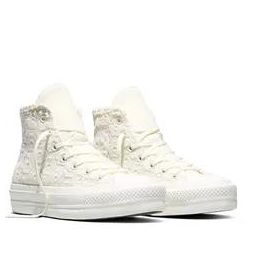 Sneaker Converse "CHUCK TAYLOR ALL STAR LIFT PLATFORM CROCHET", Damen, Gr. 39, egret, egret, vintage wei&szlig;, Synthetik, Schuhe Sneaker, f&uuml;r sportlichen Look im Alltag, mit Gummilaufsohle, sportlicher Stil