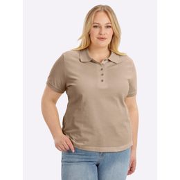 sheego Gro&szlig;e Gr&ouml;&szlig;en Poloshirt mit Seitenschlitzen, sand, Gr&ouml;&szlig;e 52 - Damen