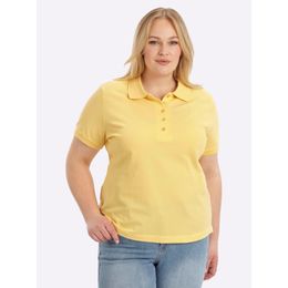 sheego Gro&szlig;e Gr&ouml;&szlig;en Poloshirt mit Seitenschlitzen, maisgelb, Gr&ouml;&szlig;e 44 - Damen