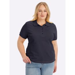 sheego Gro&szlig;e Gr&ouml;&szlig;en Poloshirt mit Seitenschlitzen, marine, Gr&ouml;&szlig;e 52 - Damen