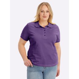 sheego Gro&szlig;e Gr&ouml;&szlig;en Poloshirt mit Seitenschlitzen, lila, Gr&ouml;&szlig;e 52 - Damen