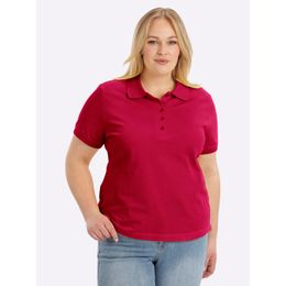 sheego Gro&szlig;e Gr&ouml;&szlig;en Poloshirt mit Seitenschlitzen, kirschrot, Gr&ouml;&szlig;e 46 - Damen
