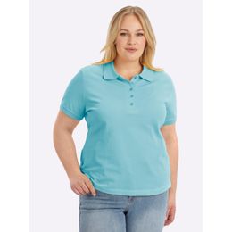 sheego Gro&szlig;e Gr&ouml;&szlig;en Poloshirt mit Seitenschlitzen, aqua, Gr&ouml;&szlig;e 52 - Damen