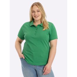 sheego Gro&szlig;e Gr&ouml;&szlig;en Poloshirt mit Seitenschlitzen, gr&uuml;n, Gr&ouml;&szlig;e 54 - Damen