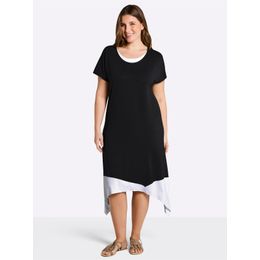 sheego Gro&szlig;e Gr&ouml;&szlig;en A-Linien-Kleid in 2-in-1-Optik, schwarz-wei&szlig;, Gr&ouml;&szlig;e 48 - Damen