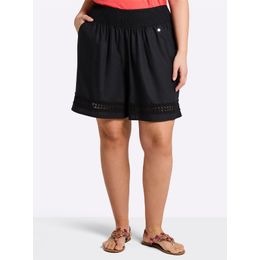 sheego Gro&szlig;e Gr&ouml;&szlig;en Shorts mit Lochspitze am Saum, schwarz, Gr&ouml;&szlig;e 56 - Damen