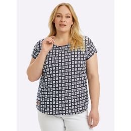 sheego Gro&szlig;e Gr&ouml;&szlig;en Print-Shirt aus reiner Baumwolle, marine-ecru-bedruckt, Gr&ouml;&szlig;e 48 - Damen