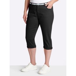 sheego Gro&szlig;e Gr&ouml;&szlig;en Caprijeans inklusive G&uuml;rtel, schwarz, Gr&ouml;&szlig;e 46 - Damen