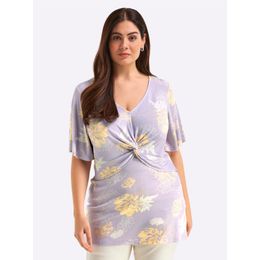 sheego Gro&szlig;e Gr&ouml;&szlig;en Shirt mit raffiniertem Knotendetail, flieder-vanille-bedruckt, Gr&ouml;&szlig;e 44 - Damen