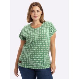 sheego Gro&szlig;e Gr&ouml;&szlig;en Print-Shirt aus reiner Baumwolle, apfel-ecru-bedruckt, Gr&ouml;&szlig;e 52 - Damen