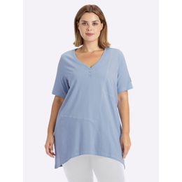 sheego Gro&szlig;e Gr&ouml;&szlig;en Longshirt mit gerundetem Saum, bleu, Gr&ouml;&szlig;e 44/46 - Damen