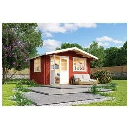 Gartenhaus Lasita Maja "Norderney 2", rot (schwedenrot), Fu&szlig;boden im Gartenhaus, ohne Dacheindeckung, Holzwerkstoff, Gartenh&auml;user, Gartenhaus, Blockbohlenhaus 40 mm