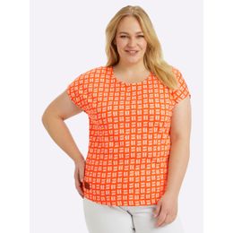 sheego Gro&szlig;e Gr&ouml;&szlig;en Print-Shirt aus reiner Baumwolle, orange-ecru-bedruckt, Gr&ouml;&szlig;e 46 - Damen