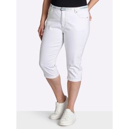 sheego Gro&szlig;e Gr&ouml;&szlig;en Caprijeans inklusive G&uuml;rtel, wei&szlig;, Gr&ouml;&szlig;e 50 - Damen