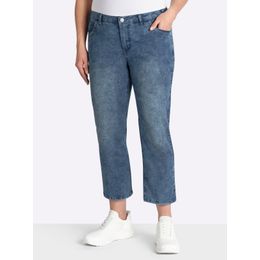 sheego Gro&szlig;e Gr&ouml;&szlig;en 7/8-Jeans in 5-Pocket-Form, blue-stone-washed, Gr&ouml;&szlig;e 48 - Damen